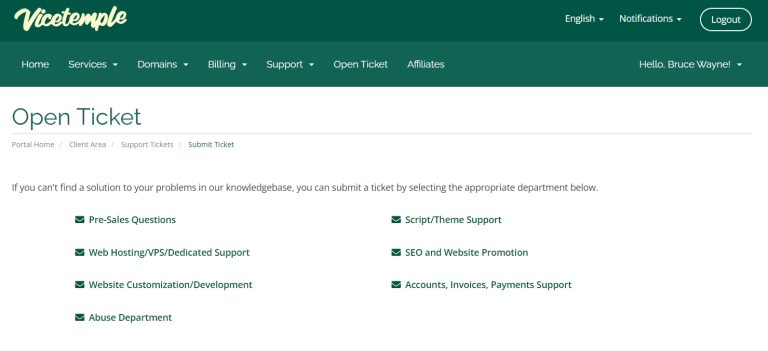 How To Open A Support Ticket | Vicetemple